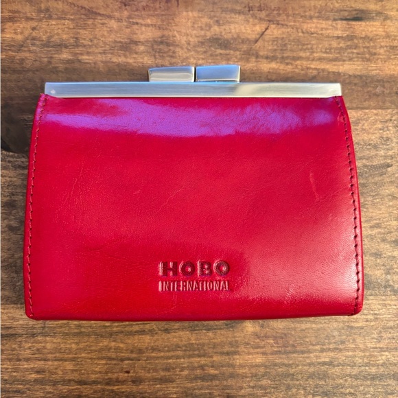 HOBO | Bags | Hobo International Red Leather Kisslock Credit Card Case ...